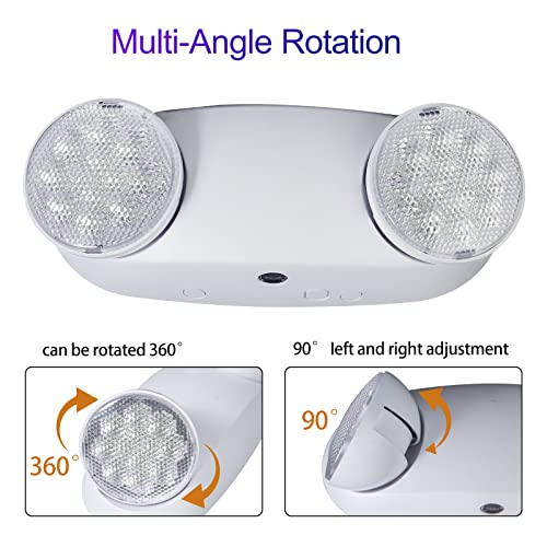 CM MZY Emergency Lights with Battery Backup,Commercial Emergency Light,Two Adjustable LED Light Head Emergency Lighting Fixtures,120-277V AC, UL Certified (2PCS)