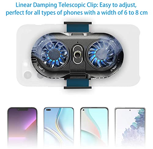 Phone Cooler, Cellphone Radiator with Dual Semi-Conductor Cooling Chip, Mobile Phones with a Width of 6 to 8 cm for Tiktok Live Streaming, Outdoor Vlog, Mobile Gaming.