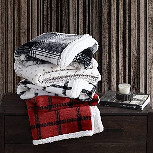 Eddie Bauer - Throw Blanket, Reversible Sherpa Fleece Bedding, Home Decor for All Seasons (Vail Plaid, Throw)