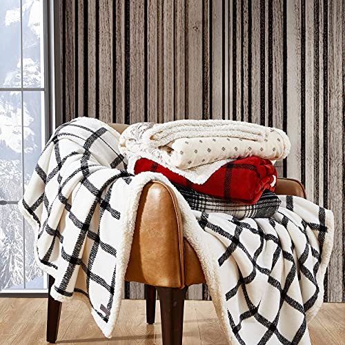 Eddie Bauer - Throw Blanket, Reversible Sherpa Fleece Bedding, Home Decor for All Seasons (Vail Plaid, Throw)