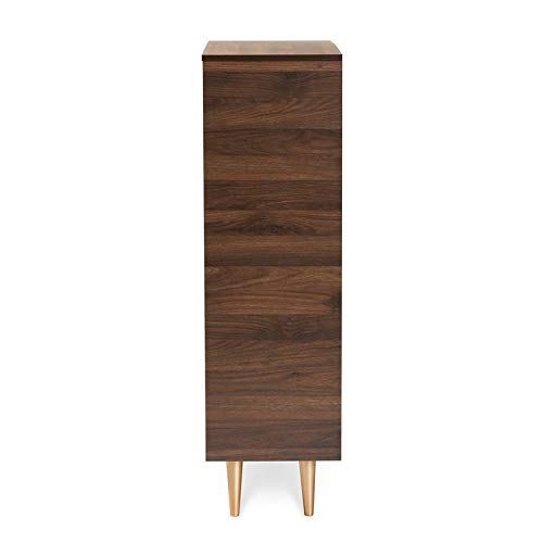 BOWERY HILL Brown and Gold Wood 2-Door Entryway Shoe Storage Cabinet