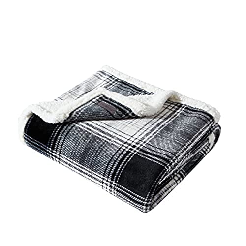 Eddie Bauer - Throw Blanket, Reversible Sherpa Fleece Bedding, Home Decor for All Seasons (Vail Plaid, Throw)