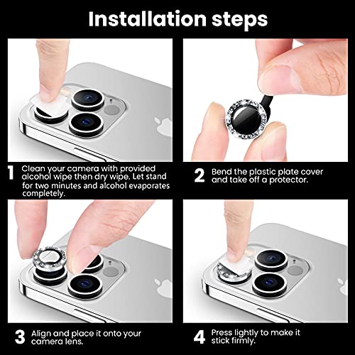 Tensea for iPhone 13 Pro - iPhone 13 Pro Max Camera Lens Protector, 9H Tempered Glass Camera Cover Screen Protector Metal Individual Ring for iPhone 13Pro 6.1 inch iPhone 13 ProMax 6.7 inch 2021