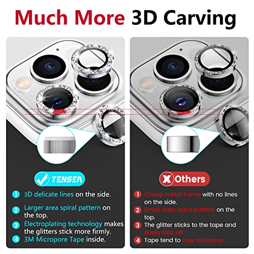 Tensea for iPhone 13 Pro - iPhone 13 Pro Max Camera Lens Protector, 9H Tempered Glass Camera Cover Screen Protector Metal Individual Ring for iPhone 13Pro 6.1 inch iPhone 13 ProMax 6.7 inch 2021