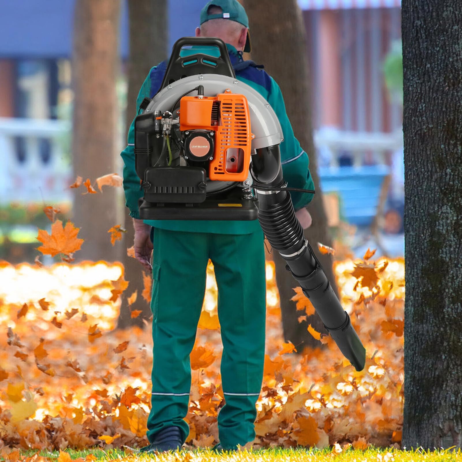 Yirepny 1 Set Leaf Blower 2 Stroke Engine Backpack Style 63 Cubic Centimeter Gas Powered Dust Blower Snow Blower for Lawn Care, Gutter, Patio, Driveway, Jobsite for Leaf/Snow (from US Fast Arrival)