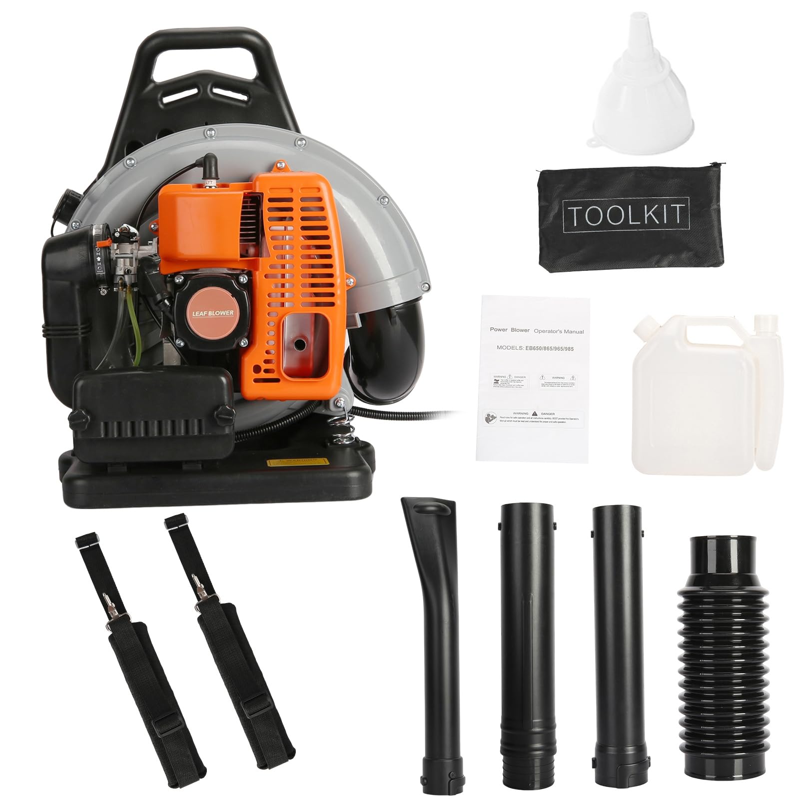 Yirepny 1 Set Leaf Blower 2 Stroke Engine Backpack Style 63 Cubic Centimeter Gas Powered Dust Blower Snow Blower for Lawn Care, Gutter, Patio, Driveway, Jobsite for Leaf/Snow (from US Fast Arrival)