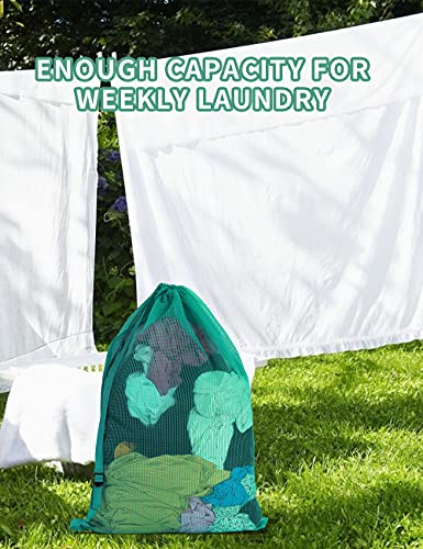 Daly Kate 3 Pack Mesh Laundry Bags with Adjustable Single Shoulder Straps 24" x 36" Sturdy Nylon Material Laundry Liners with Drawstring Closure for College, Dorm and Apartment