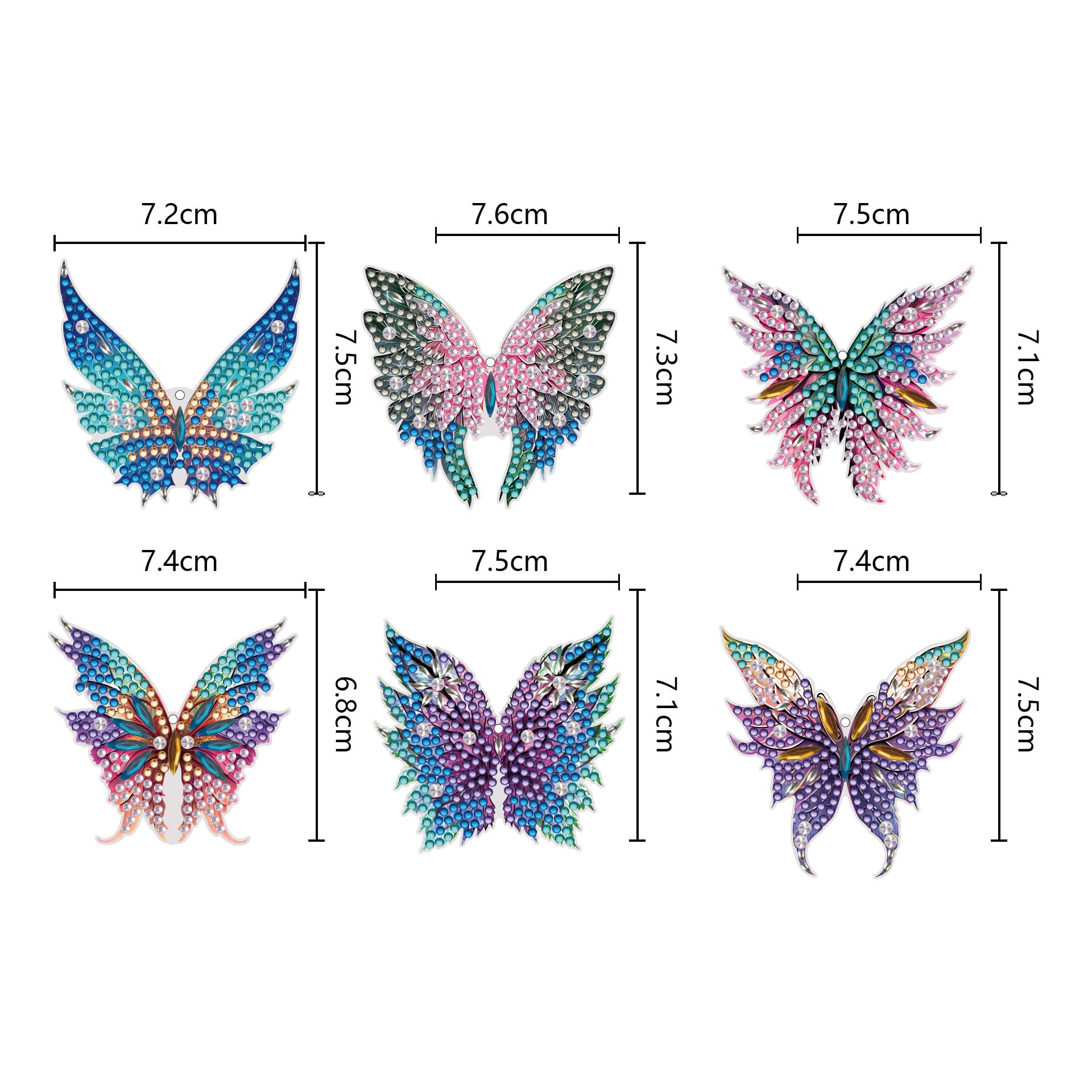 LUSandy 6pcs DIY 5D Colorful Angel Wings Diamond Painting Keychain Kits for Adults Double Sided Special Shape Angel Wings Diamond Art Key Chain Key Ring Set for Backpack Shoulder Bag Accessories
