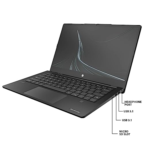 Gateway 14.1" Ultra Slim Notebook, FHD Touchscreen, Intel Core i5-1235U, 8GB RAM, 512GB SSD, Fingerprint Scanner, Tuned by THX Audio, 2MP Camera, HDMI, Windows 11 Home, Black + Accessories