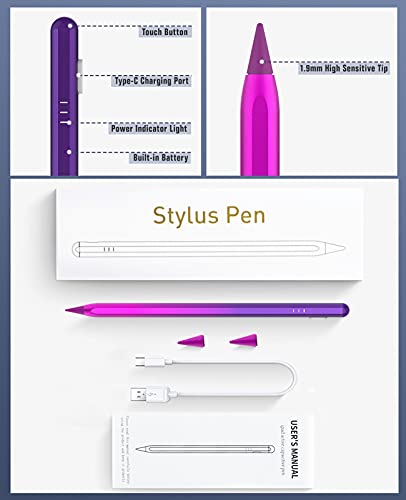 TiMOVO Stylus Pen for Apple iPad Pencil 10/9/8/7/6th Generation,iPad Air 5/4/3th Pencil 2nd Generation for 2018-2022 Apple iPad Pro 12.9/11,iPad Mini 6/5th Palm Rejection iPad Stylus,Gradient Purple