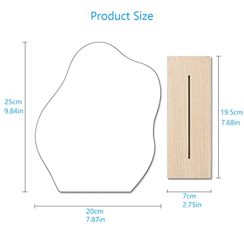 G.Dori Irregular Aesthetic Vanity Mirror Frameless, Decorative Desk Tabletop Acrylic Mirrors with Wooden Stand for Living Room, Bedroom, Office and Minimal Spaces Home Decor - Cloud Shape
