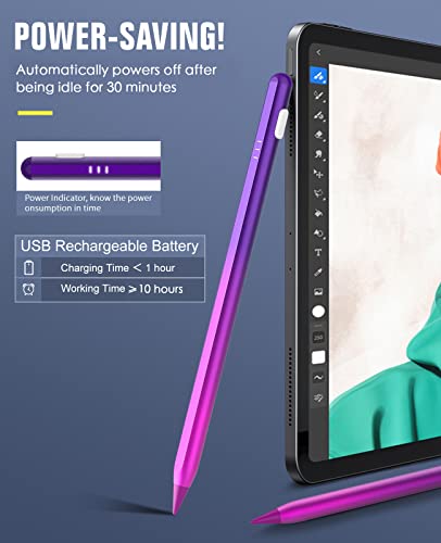 TiMOVO Stylus Pen for Apple iPad Pencil 10/9/8/7/6th Generation,iPad Air 5/4/3th Pencil 2nd Generation for 2018-2022 Apple iPad Pro 12.9/11,iPad Mini 6/5th Palm Rejection iPad Stylus,Gradient Purple