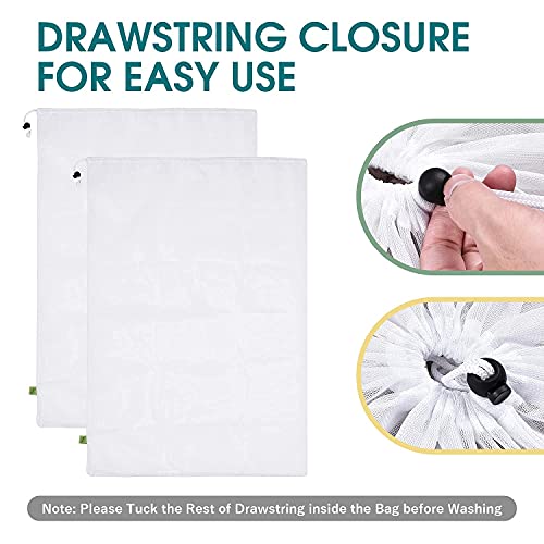 OTraki Heavy Duty Large Laundry Bags 2 Pack 28 x 45 inch and 2 Pack 24 x 35 inch Drawstring Mesh Washing Bag for Dirty Clothes Home College Dorm Travel Use