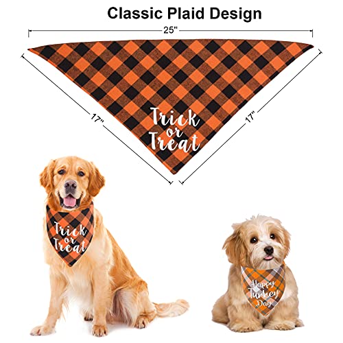 Halloween Thanksgiving Dog Bandanas Fall Dog Puppy Bandana Plaid Reversible Dog Triangle Bibs Scarf Accessories for Dogs Pets
