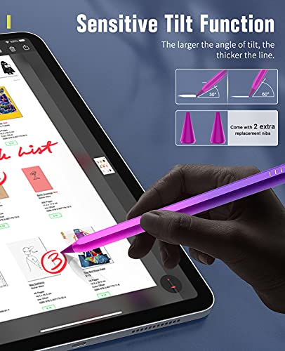 TiMOVO Stylus Pen for Apple iPad Pencil 10/9/8/7/6th Generation,iPad Air 5/4/3th Pencil 2nd Generation for 2018-2022 Apple iPad Pro 12.9/11,iPad Mini 6/5th Palm Rejection iPad Stylus,Gradient Purple