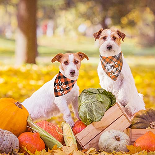 Halloween Thanksgiving Dog Bandanas Fall Dog Puppy Bandana Plaid Reversible Dog Triangle Bibs Scarf Accessories for Dogs Pets