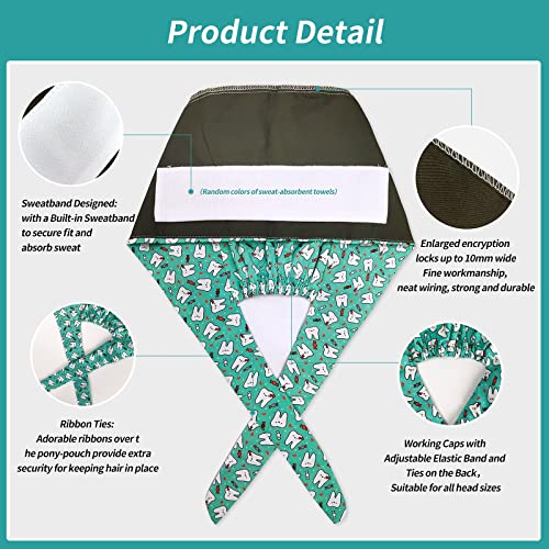 VIAOLI Dental Scrub Caps Women with Buttons Dentist Hat Working Cap Scrub Caps Nurses Hair Cover Cotton Doctor Hats