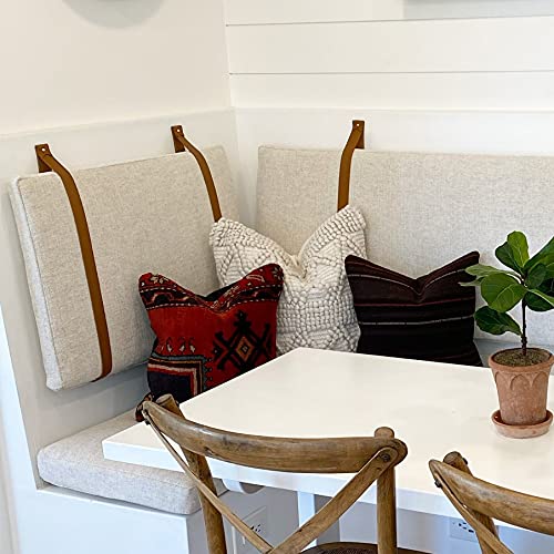 KEYAIIRA - Custom Leather Wall Strap for hanging pillow cushions, Headboards, Banquet strap shelf wall hung hook floating nightstand shelving bracket farmhouse