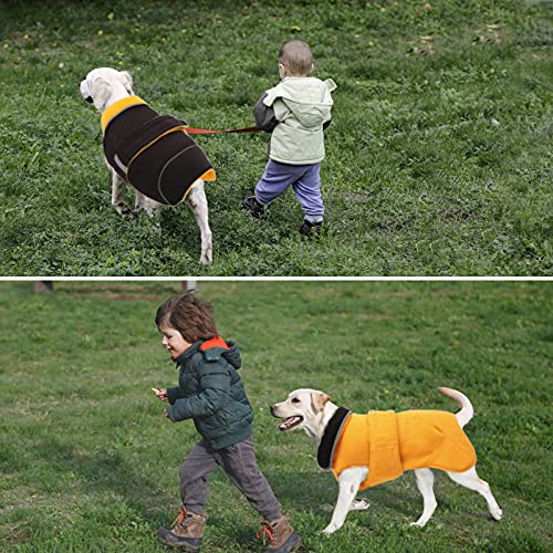 DENTERUN Winter Warm Dog Jacket Reflective Reversible Windproof Cozy Cold Weather Puppy Coat Water Repellent Vest Thick Fleece Apparel with Harness/Leash Hole for Outdoor Small Medium Large Dogs
