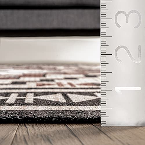 nuLOOM Leighton Machine Washable Southwestern Medallion Area Rug, 8' x 10', Beige