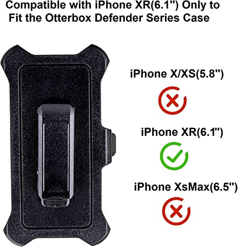 2 Pack Holster Belt Clip Replacement Compatible with OtterBox Defender Series Case for Apple iPhone XR (6.1") ONLY (Belt Clip Only, Not Including The Case)
