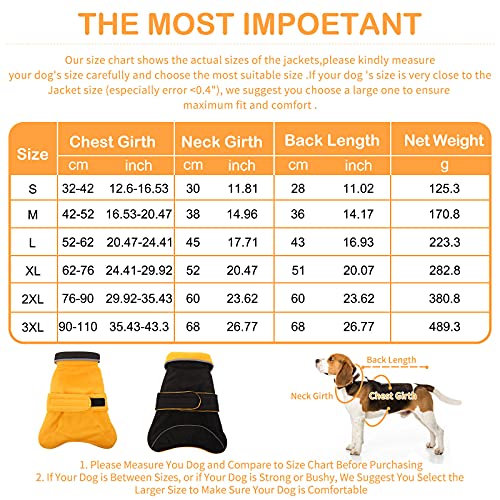 DENTERUN Winter Warm Dog Jacket Reflective Reversible Windproof Cozy Cold Weather Puppy Coat Water Repellent Vest Thick Fleece Apparel with Harness/Leash Hole for Outdoor Small Medium Large Dogs