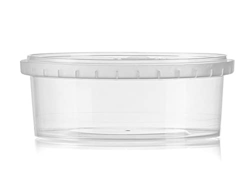 8-oz. Round Clear Deli Containers with Lids | Stackable, Tamper-Proof BPA-Free Food Storage Containers | Recyclable Space Saver Airtight Container for Kitchen Storage, Meal Prep, Take Out | 20 Pack