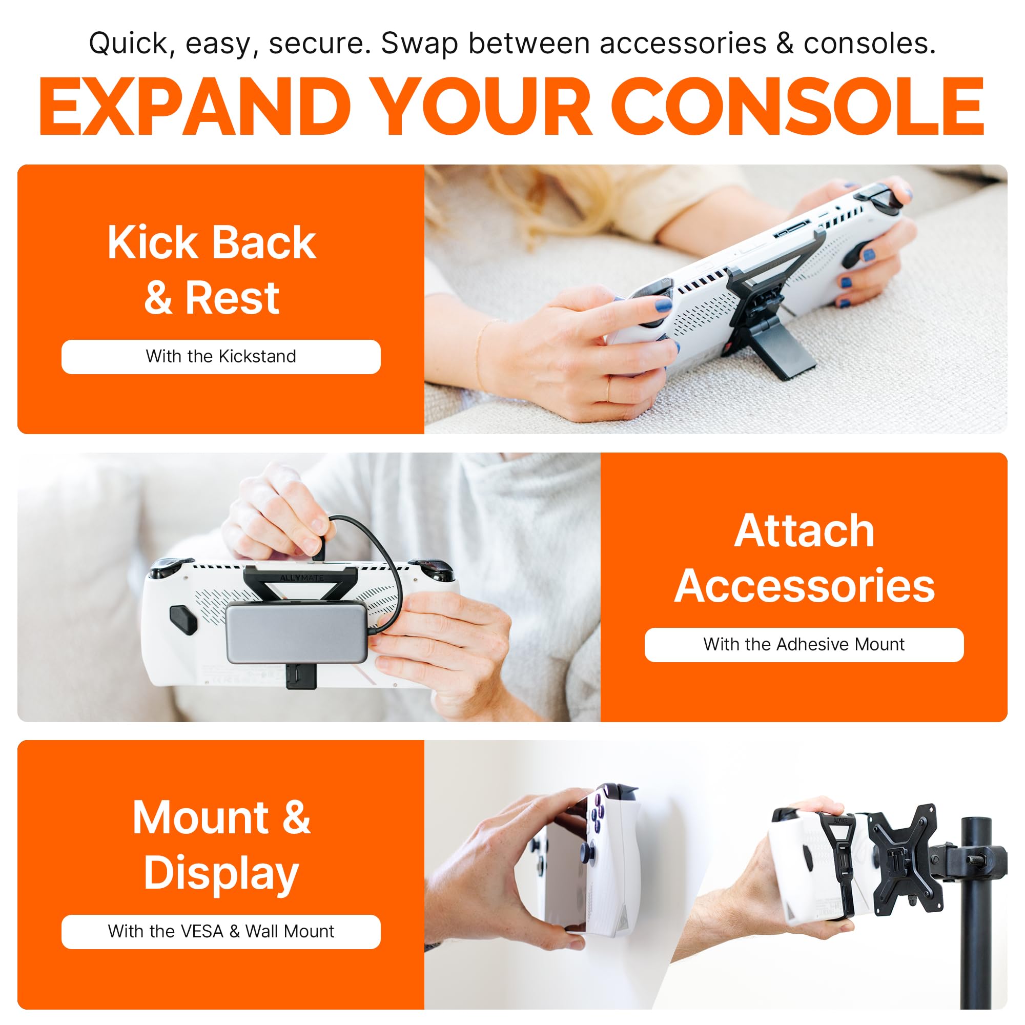 Mechanism Allymate 7-in-1 Bundle | ROG Ally Kickstand, Battery, SSD, USB-C Hub, VESA & Wall Mounting Kit | Mount Anything to Your ROG Ally & It to Anything | Case Friendly ASUS ROG Ally Accessories