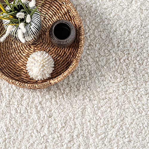 nuLOOM Marlow Machine Washable Soft Shaggy Faux Sheepskin Area Rug, 5' x 8', White