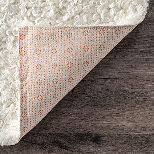 nuLOOM Marlow Machine Washable Soft Shaggy Faux Sheepskin Area Rug, 5' x 8', White