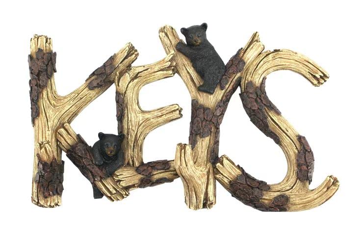 GEEKIA Black Bear in Forest Rustic Wall Mounted Key Holder Hand-Cast Resin Figurine Key Holder Decorative Key Hangers for Wall Rustic Key Hooks for Wall