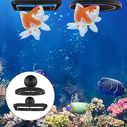 Molain Fish Feeding Ring, 2 Pieces Fish Feeder Aquarium Fish Turtle Tank Accessories Food Feeder Circle for Guppy, Bettas, Goldfish, Turtle (Black)