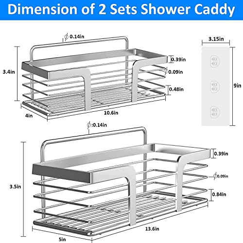 Ecloo Shower Caddy Adhesive Wall Mounted Bathroom Shelves Organizer Cosmetic Organizer Makeup Organizer Holder for Bathroom Kitchen Organizer Storage Wire Shelves Basket (3-Tiers)