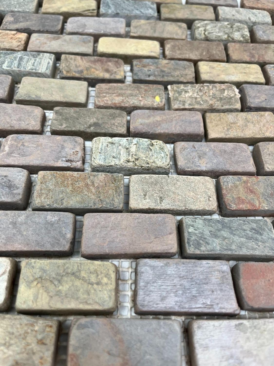Peacock Slate Multi Classic Rust Brick 1x2 Gauged Tumbled Floor Wall Tile for Kitchen Backsplash, Bathroom Shower, Pool Tile, Fireplace Surround, Exterior Outdoor (1 Sheet)