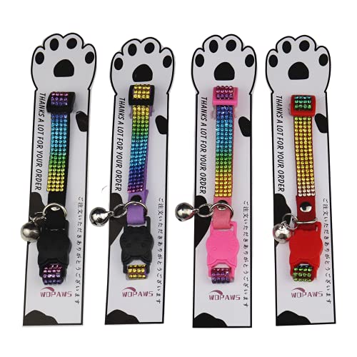 WDPAWS Cat Collar Breakaway Bling Diamond Rhinestone with Bell Adjustable for Cats and Kitten Girl boy (Pink)