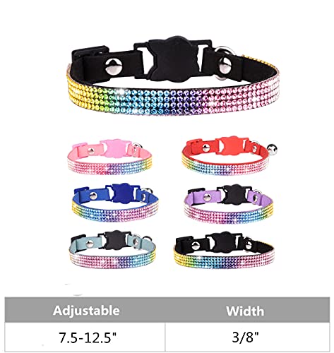 WDPAWS Cat Collar Breakaway Bling Diamond Rhinestone with Bell Adjustable for Cats and Kitten Girl boy (Pink)