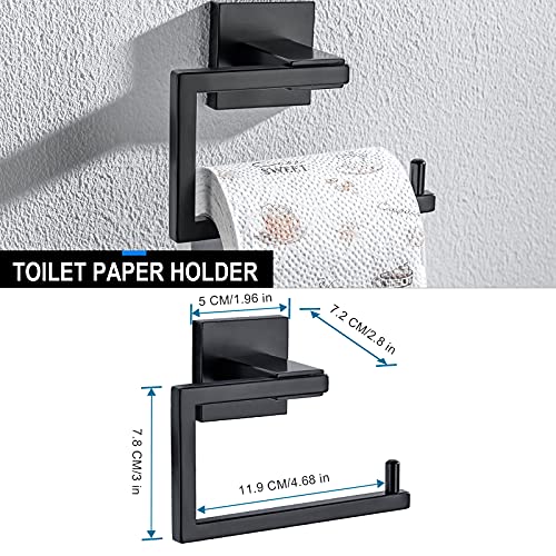 YACVCL 5-Piece Bathroom Hardware Accessories Set 23.6 inch Towel Bar Towel Rack Sets Modern Towel Ring Kit Stainless Steel Wall Mounted (Matte Black)