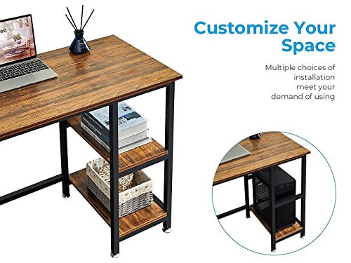 GreenForest L Shaped Corner Desk 65.7 inch with Storage Shelf and 2 Drawers File Cabinet Wooden Lateral File Cabinet with Open Storage Shelves