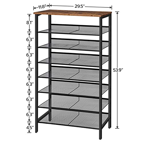 HOOBRO 8-Tier Shoe Rack and 8 Tier Narrow Shoe Rack, Stable and Sturdy, Shoe Storage Organizer, for Entryway, Hallway, Living Room, Rustic Brown