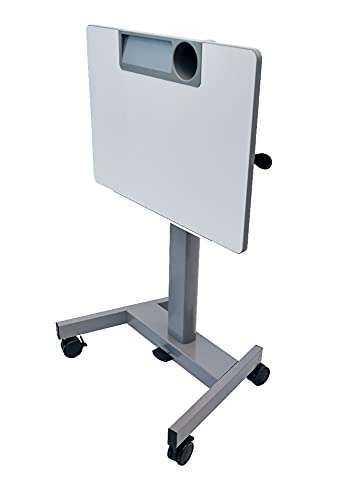 Offex Mobile Gray Pneumatic Adjustable Height and 3-Position Flip-Top Student Nesting Desk with Built-in Pencil Tray, Bottle Holder, Bag Hook - Great for School, Classroom and More