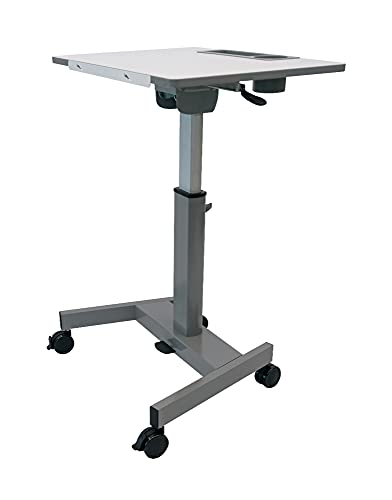 Offex Mobile Gray Pneumatic Adjustable Height and 3-Position Flip-Top Student Nesting Desk with Built-in Pencil Tray, Bottle Holder, Bag Hook - Great for School, Classroom and More