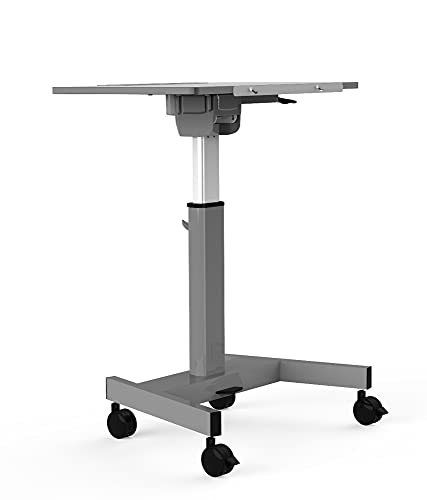 Offex Mobile Gray Pneumatic Adjustable Height and 3-Position Flip-Top Student Nesting Desk with Built-in Pencil Tray, Bottle Holder, Bag Hook - Great for School, Classroom and More