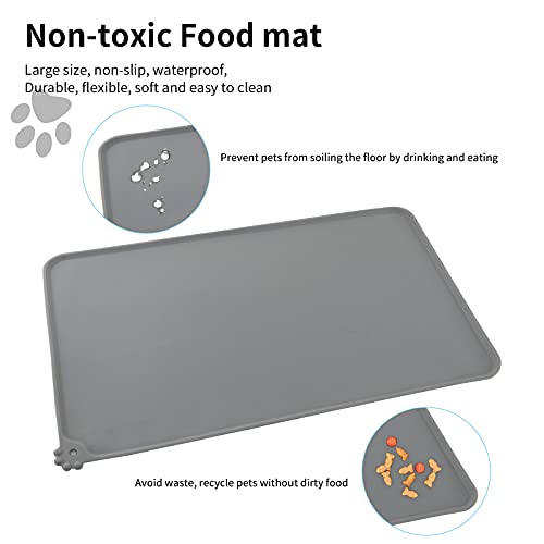 GaoFan Triple Dog Cat Bowls Set, Two Detachable Stainless Steel Bowls, with Automatic Water Dispenser Plus No Spill Non Skid Waterproof Silicon Mat for Small Medium Size Dog Cat