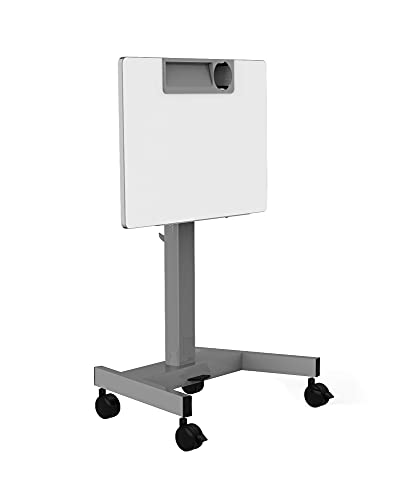 Offex Mobile Gray Pneumatic Adjustable Height and 3-Position Flip-Top Student Nesting Desk with Built-in Pencil Tray, Bottle Holder, Bag Hook - Great for School, Classroom and More