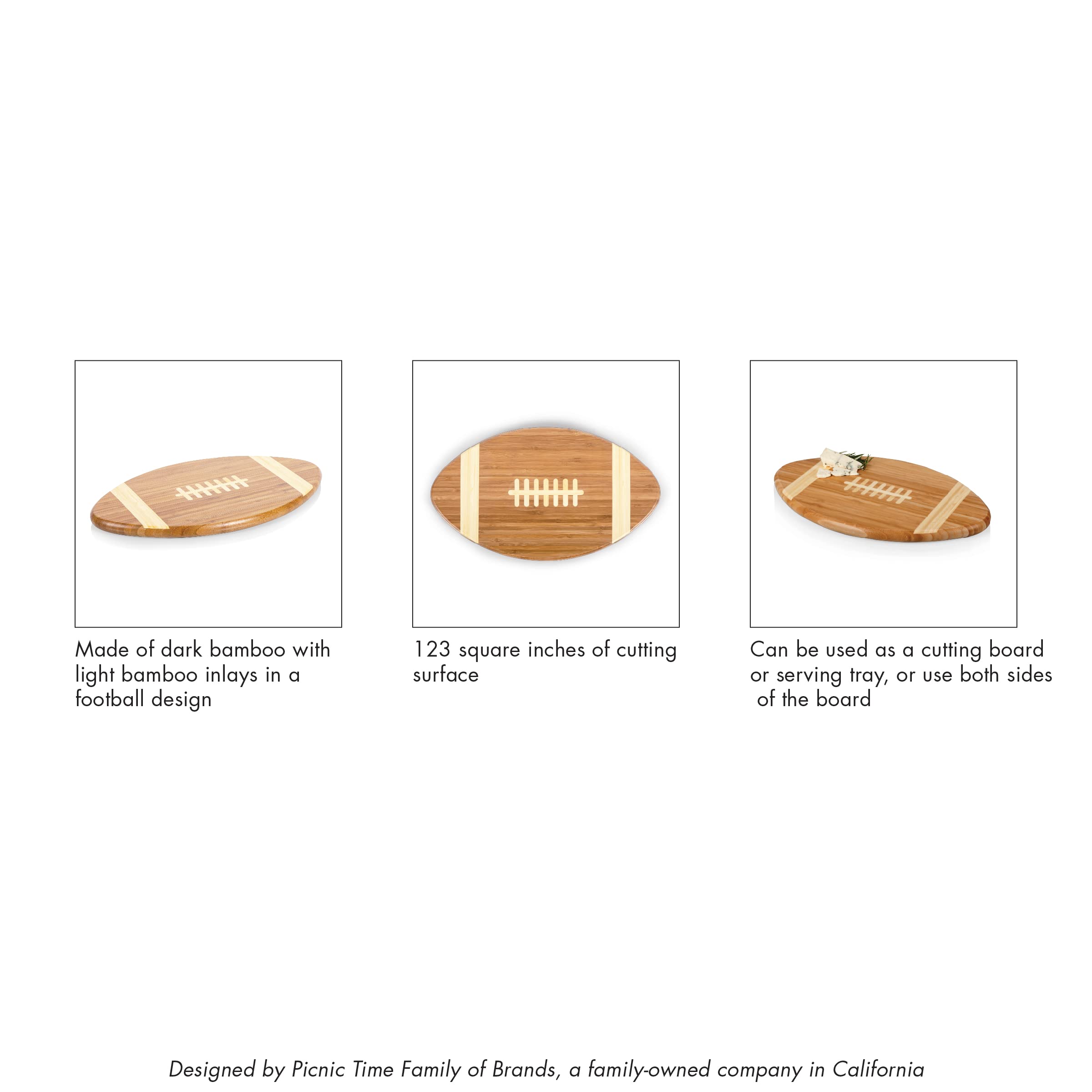TOSCANA - a Picnic Time brand Touchdown Football Cheese Board, Novelty Charcuterie Board, Serving Platter, Cheese Boards Charcuterie Boards, Wood Cutting Board, (Bamboo)