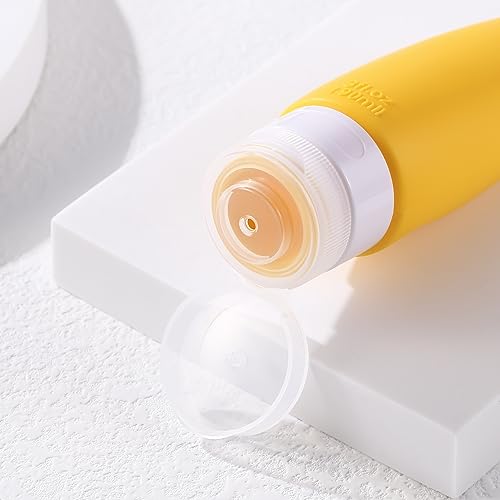 LIYUABU Silicone Travel Bottles for Toiletries,Tsa Approved 3oz Portable Refillable Travel Bottles,Leak Proof BPA Free Squeezable Travel Size Containers Accessories with Toiletry Bag(4Pack Red)