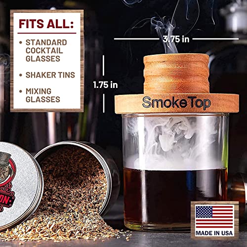 SmokeTop Cocktail Smoker Kit - Old Fashioned Chimney Drink Smoker for Cocktails, Whiskey, & Bourbon - by Middleton Mixology (Cherry)