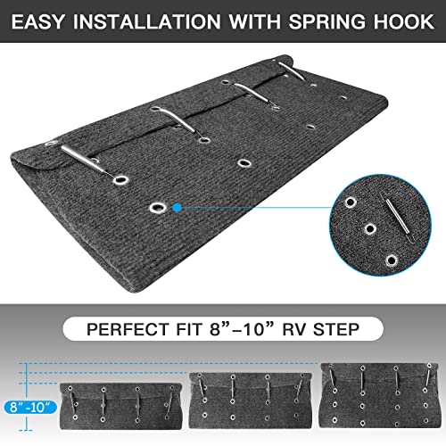 OKBA RV Step Covers Wrap Around, RV Camper Step Covers for 22 Inch RV Camper 8-10" Deep Radius Steps Only - 3 Pack Gray RV Step Rug Carpets