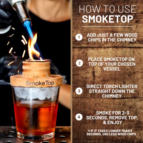 SmokeTop Cocktail Smoker Kit - Old Fashioned Chimney Drink Smoker for Cocktails, Whiskey, & Bourbon - by Middleton Mixology (Cherry)