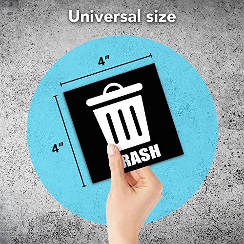 2 PCs Trash Sticker 4"x4" - Trash and Recycling Stickers for Trash Can - Waste Management Sticker - Trash Can Stickers - Trash Recycle Stickers for Trash Bins - Trash Stickers Bins - Trash Sign